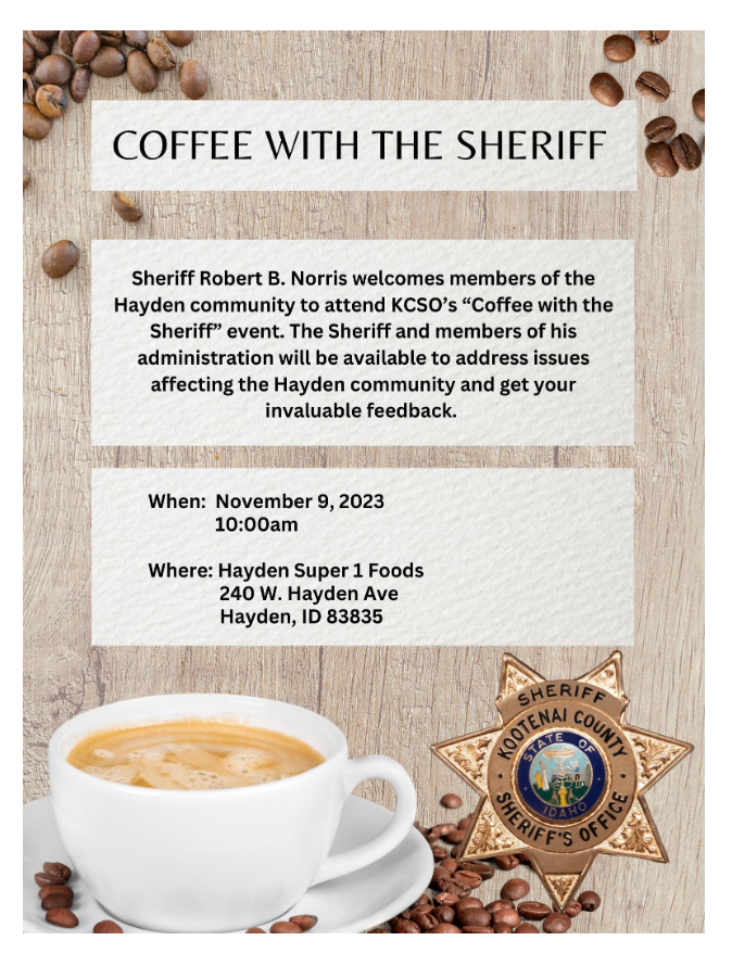 The Kootenai Journal • Coffee with the Sheriff Event to be held November 9
